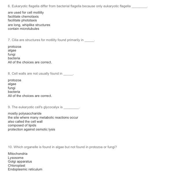 Solved 6. Eukaryotic flagella differ from bacterial flagella | Chegg.com