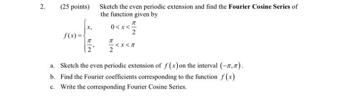 (25 points) Sketch the even periodic extension and | Chegg.com