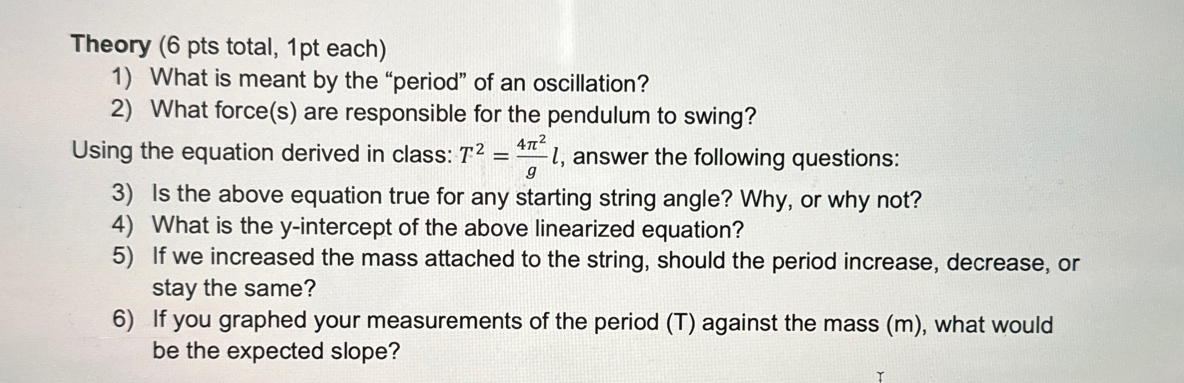 Solved Theory ( 6 ﻿pts total, 1 ﻿pt each)What is meant by | Chegg.com
