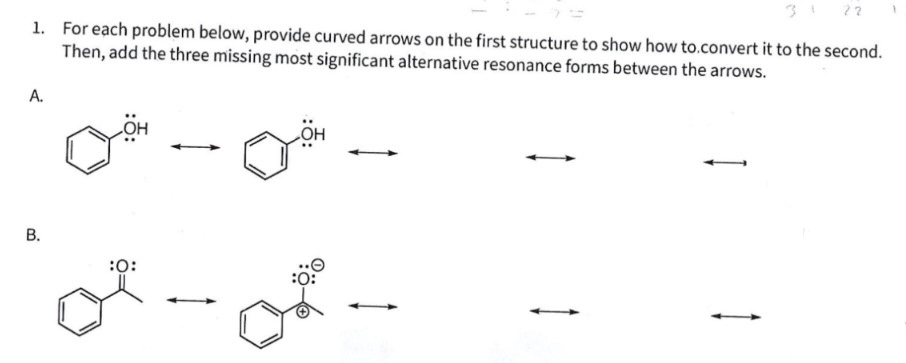 Solved For each problem below, provide curved arrows on the | Chegg.com