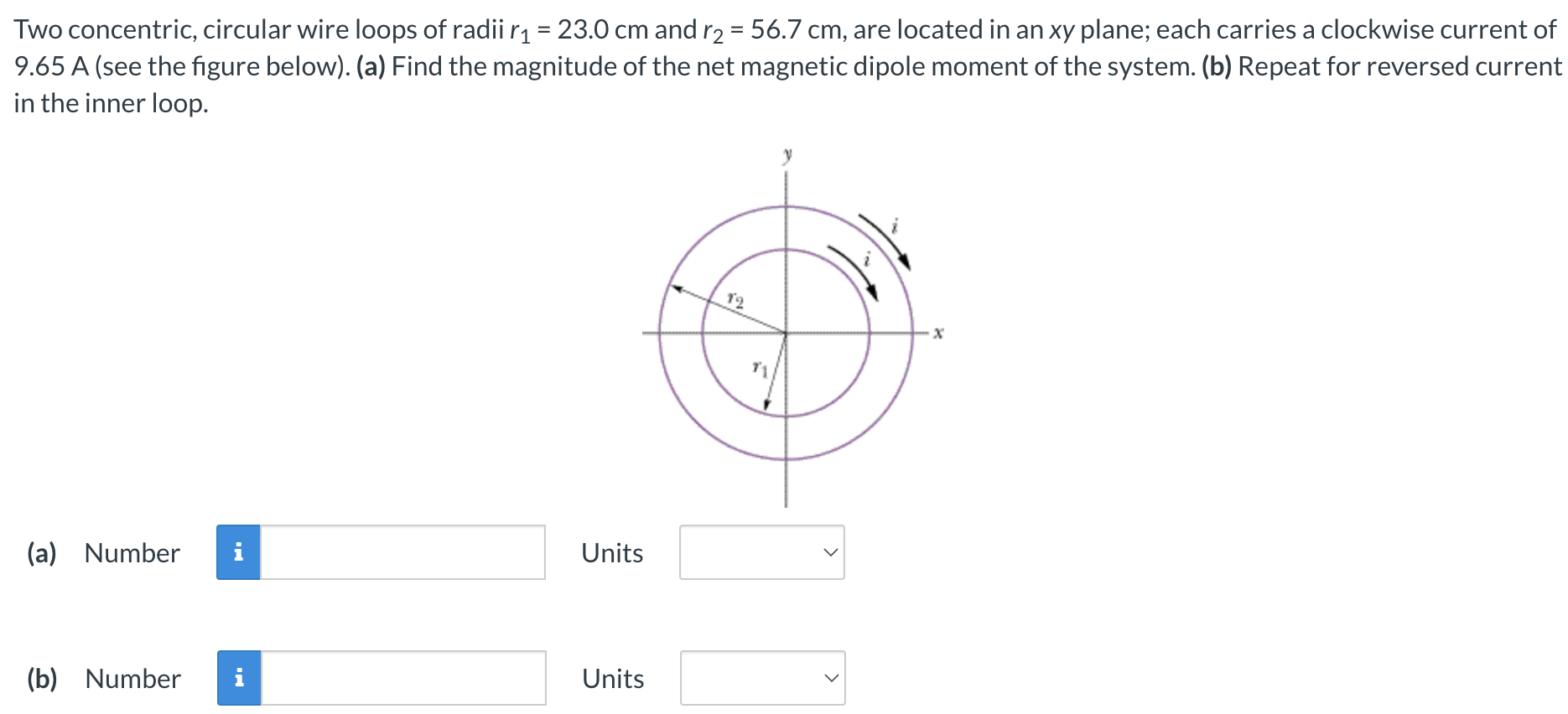 Solved Two concentric, circular wire loops of radii | Chegg.com