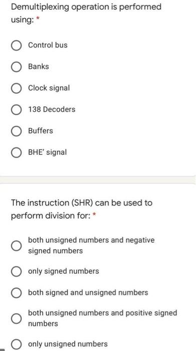 Solved Demultiplexing operation is performed using: * | Chegg.com