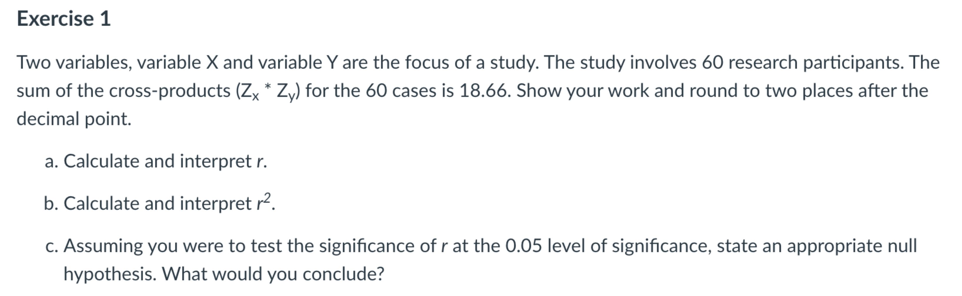 Solved Exercise 1Two variables, variable x ﻿and variable Y | Chegg.com