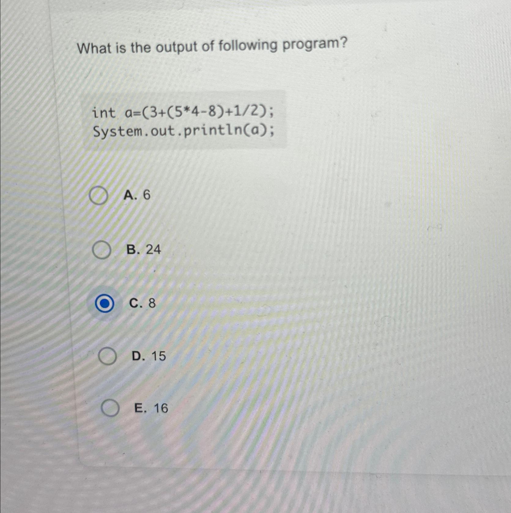 Solved What is the output of following program?int | Chegg.com
