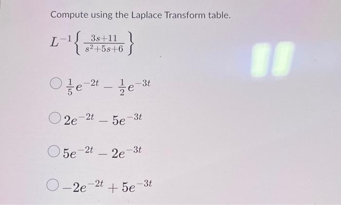 Solved Compute using the Laplace Transform table. | Chegg.com