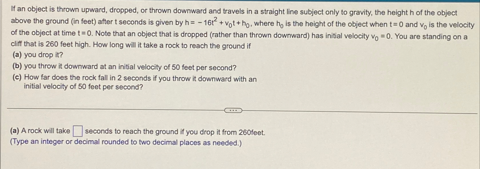 If an object is thrown upward, dropped, or thrown | Chegg.com
