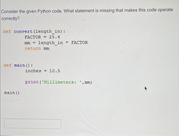 Solved Consider the given Python code. What statement is | Chegg.com