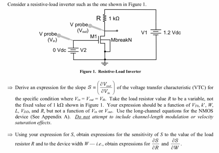 Solved Consider a resistive-load inverter such as the one | Chegg.com