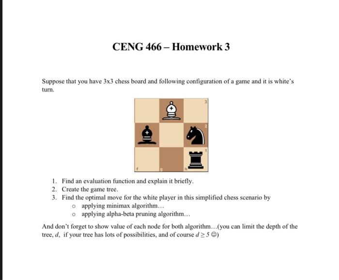 Solved CENG 466 - Homework 3 Suppose that you have 3×3 chess | Chegg.com