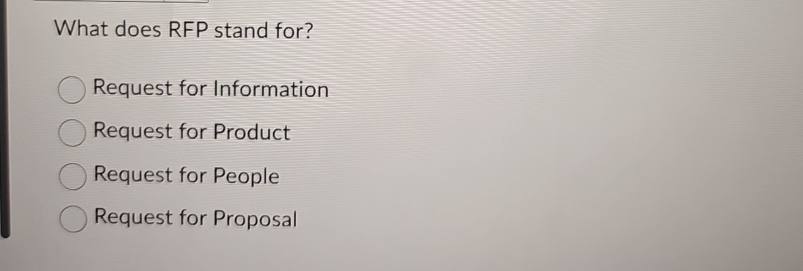 Solved Question 13 (5 ﻿points)What does RFP stand | Chegg.com