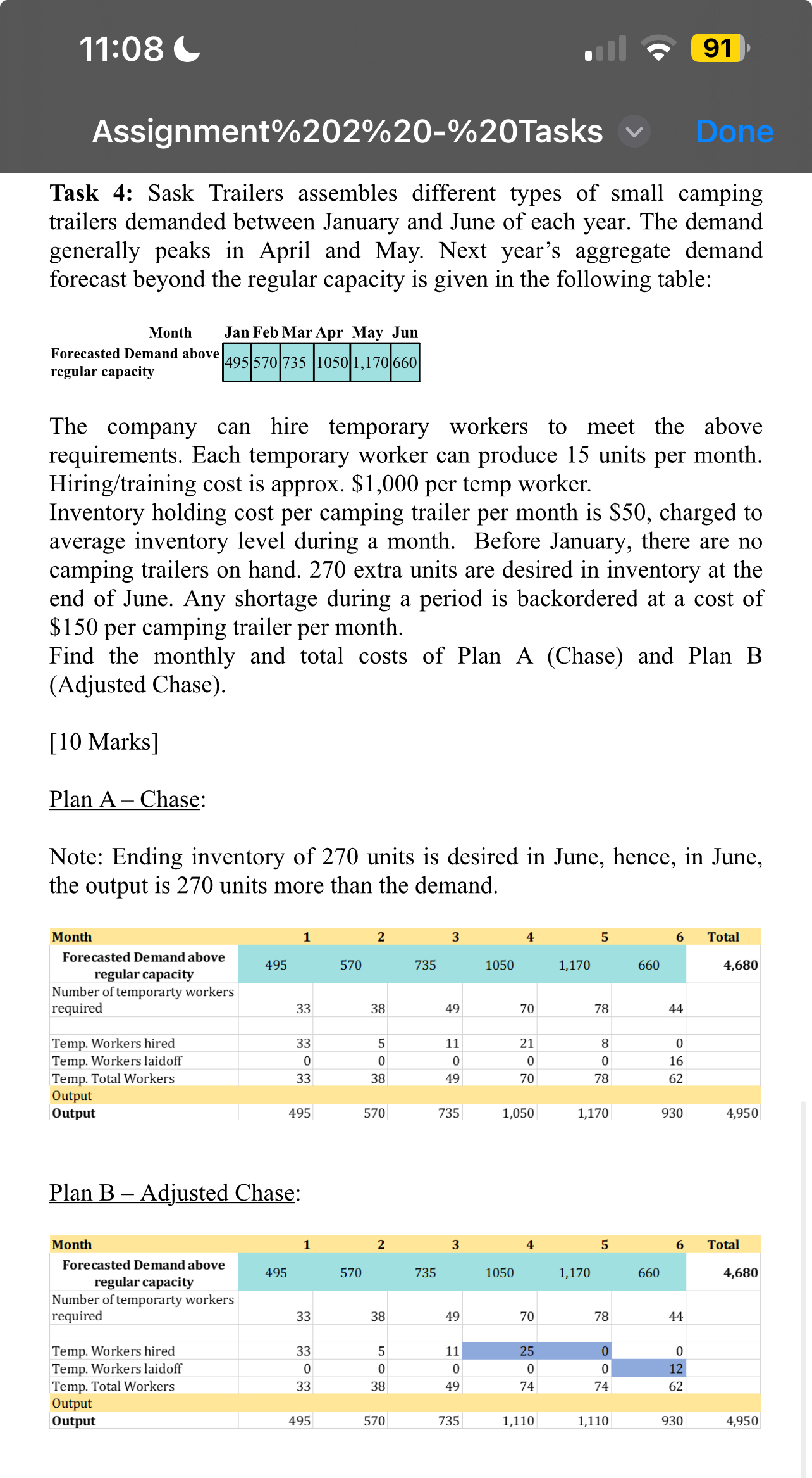 Solved Task 4: Sask Trailers assembles different types of | Chegg.com