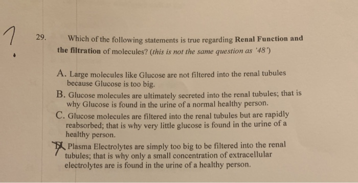 Solved 1 29. Which of the following statements is true | Chegg.com