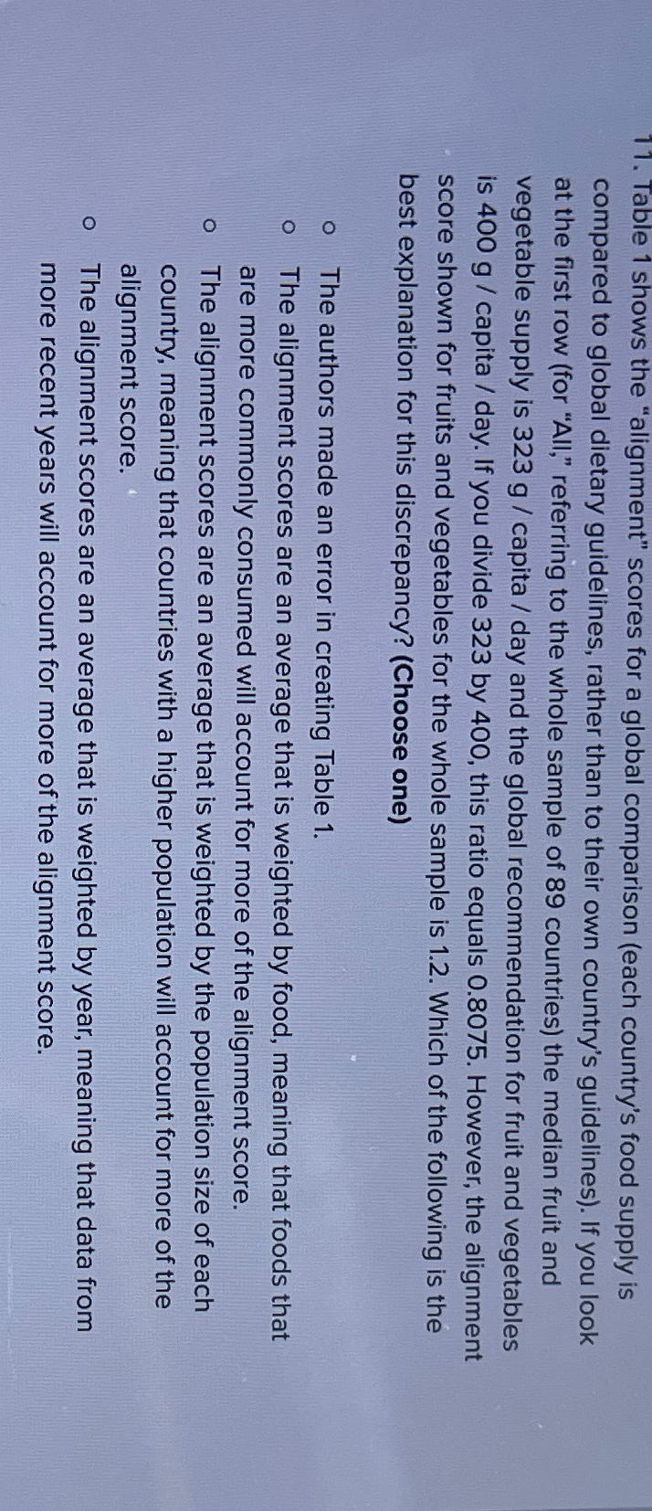 Solved Table 1 ﻿shows the "alignment" scores for a global | Chegg.com