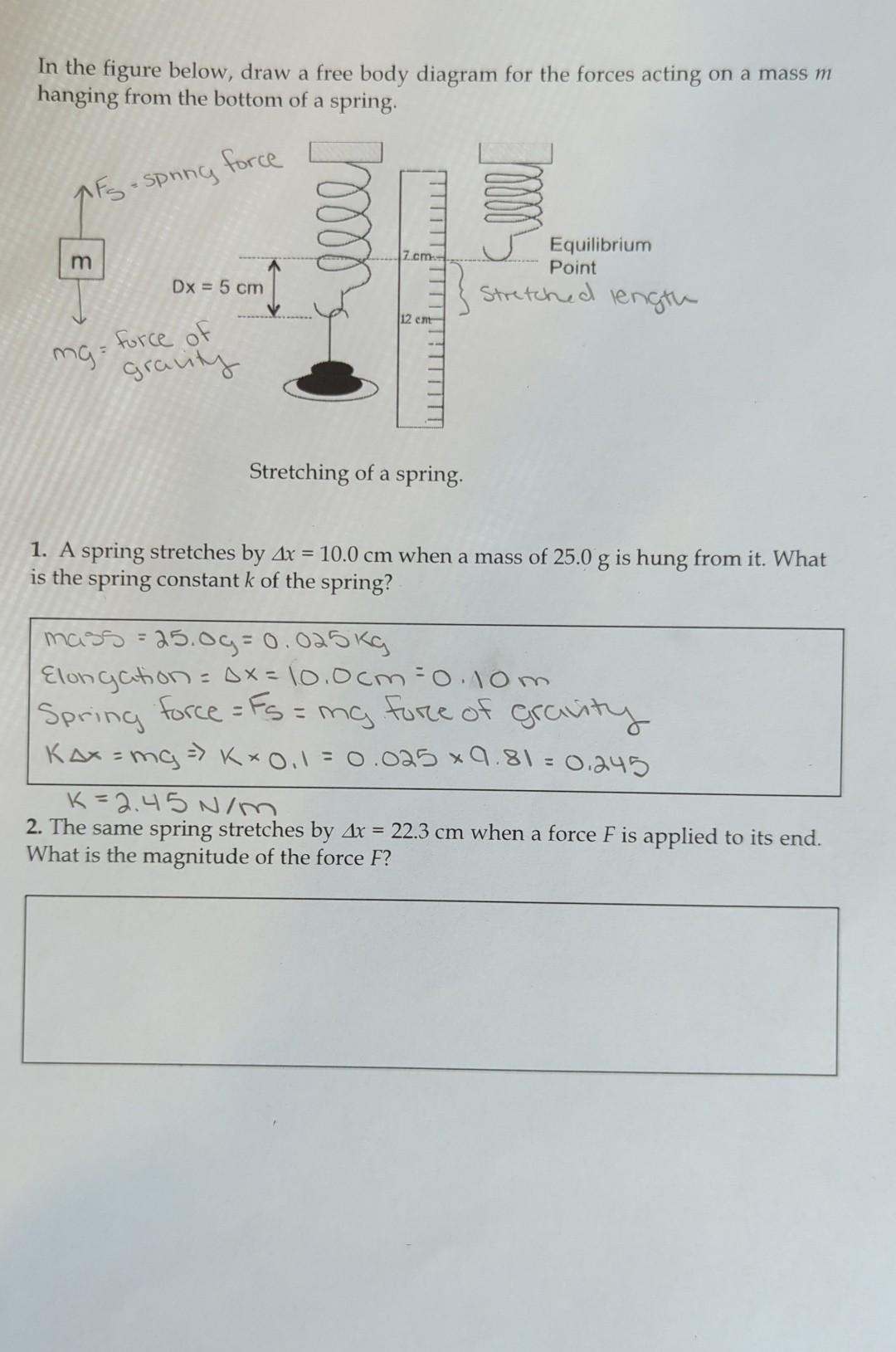 Solved In the figure below, draw a free body diagram for the | Chegg.com
