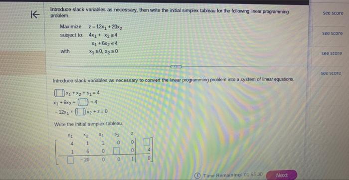 Solved Introduce slack variables as necessary, then wite the | Chegg.com