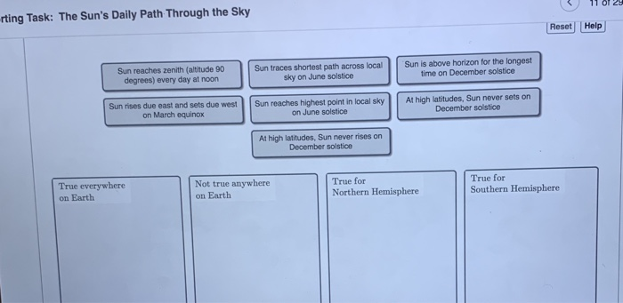 Solved rting Task: The Sun's Daily Path Through the Sky 11 | Chegg.com