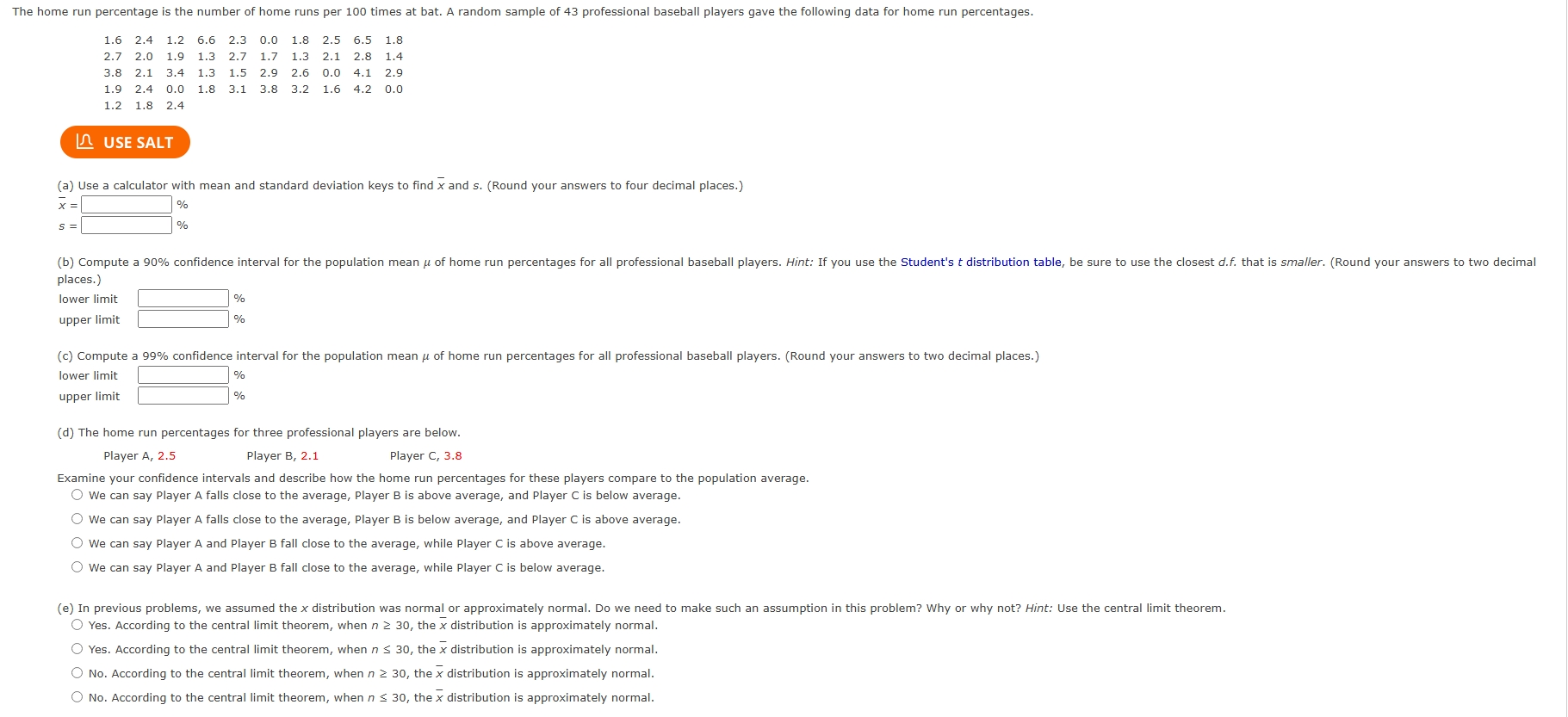 Solved The home run percentage is ﻿the number of ﻿home runs | Chegg.com