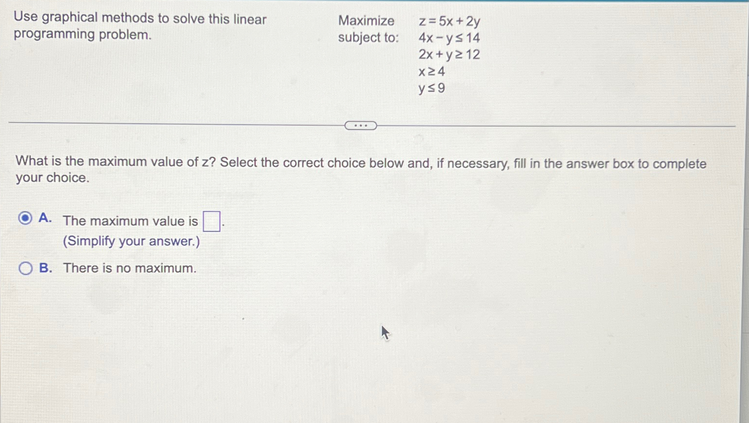 Solved Use graphical methods to solve this linear | Chegg.com