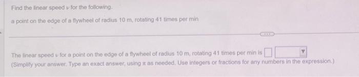 Solved Find the linear speed ν for the following- a point on | Chegg.com