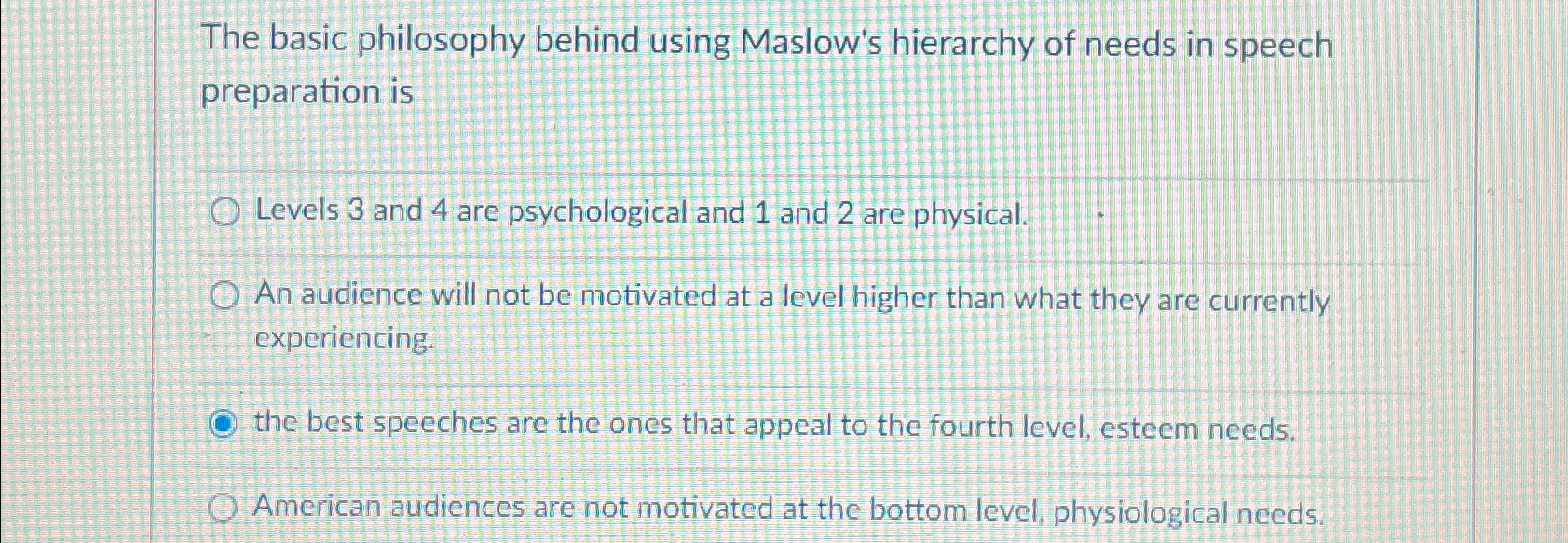 Solved The basic philosophy behind using Maslow's hierarchy | Chegg.com