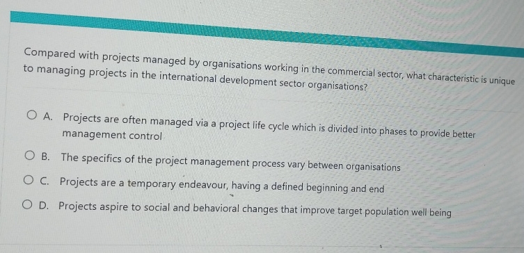 Solved Compared with projects managed by organisations | Chegg.com