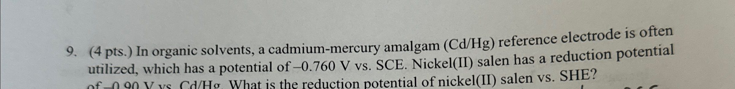 Solved (4 ﻿pts.) ﻿In organic solvents, a cadmium-mercury | Chegg.com