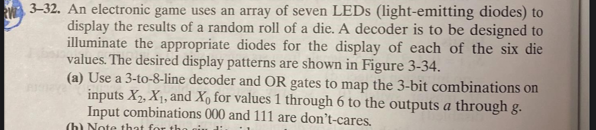Solved 3-32. ﻿An electronic game uses an array of seven LEDs | Chegg.com