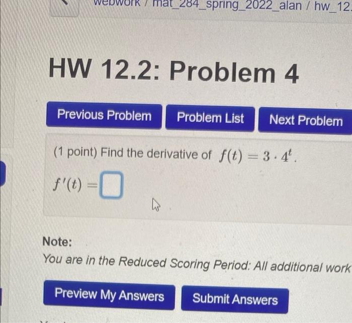 Solved Webwork mat_284_spring_2022_alan / hw_12. HW 12.2: | Chegg.com