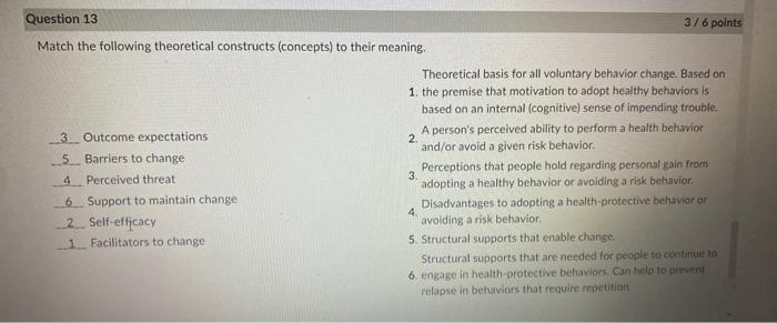 Solved Match the following theoretical constructs (concepts) | Chegg.com