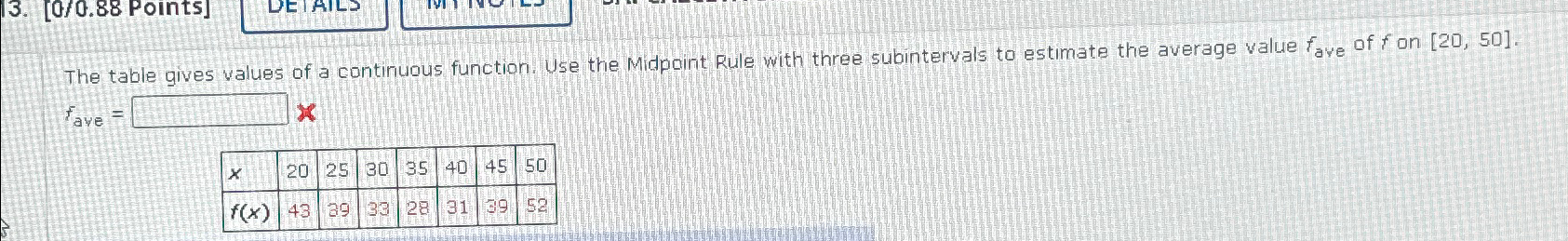 Solved The table gives values of a continuous function. Use | Chegg.com
