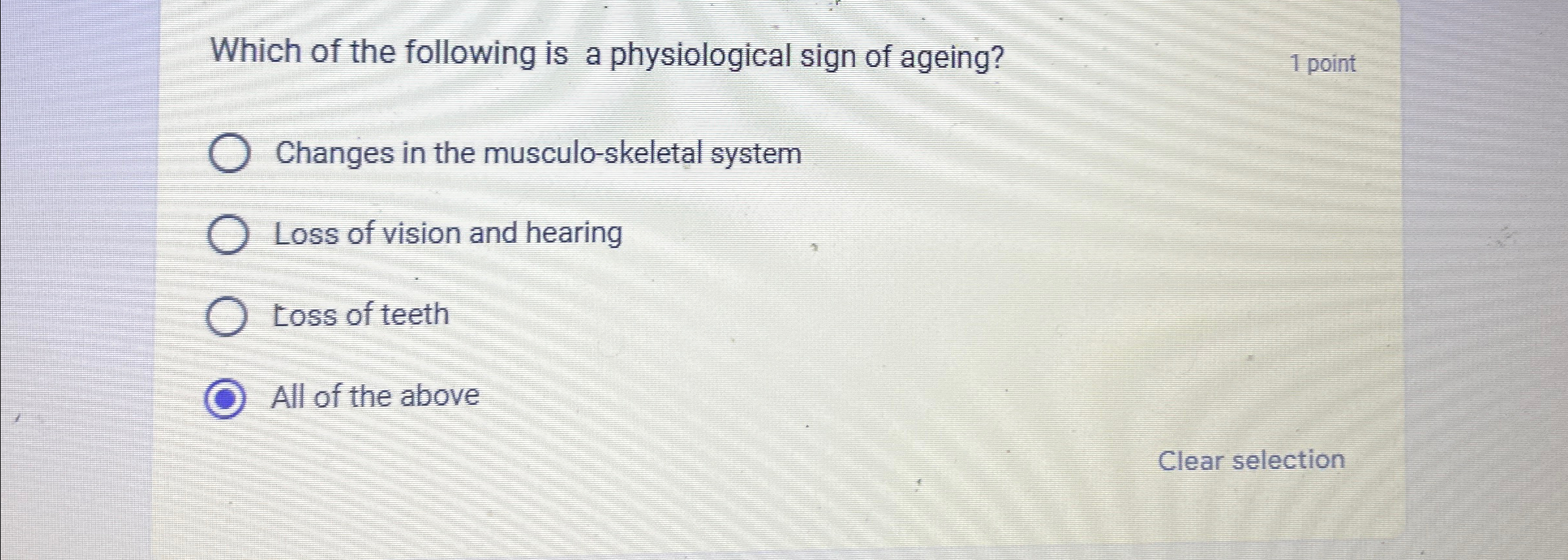 Solved Which of the following is a physiological sign of | Chegg.com