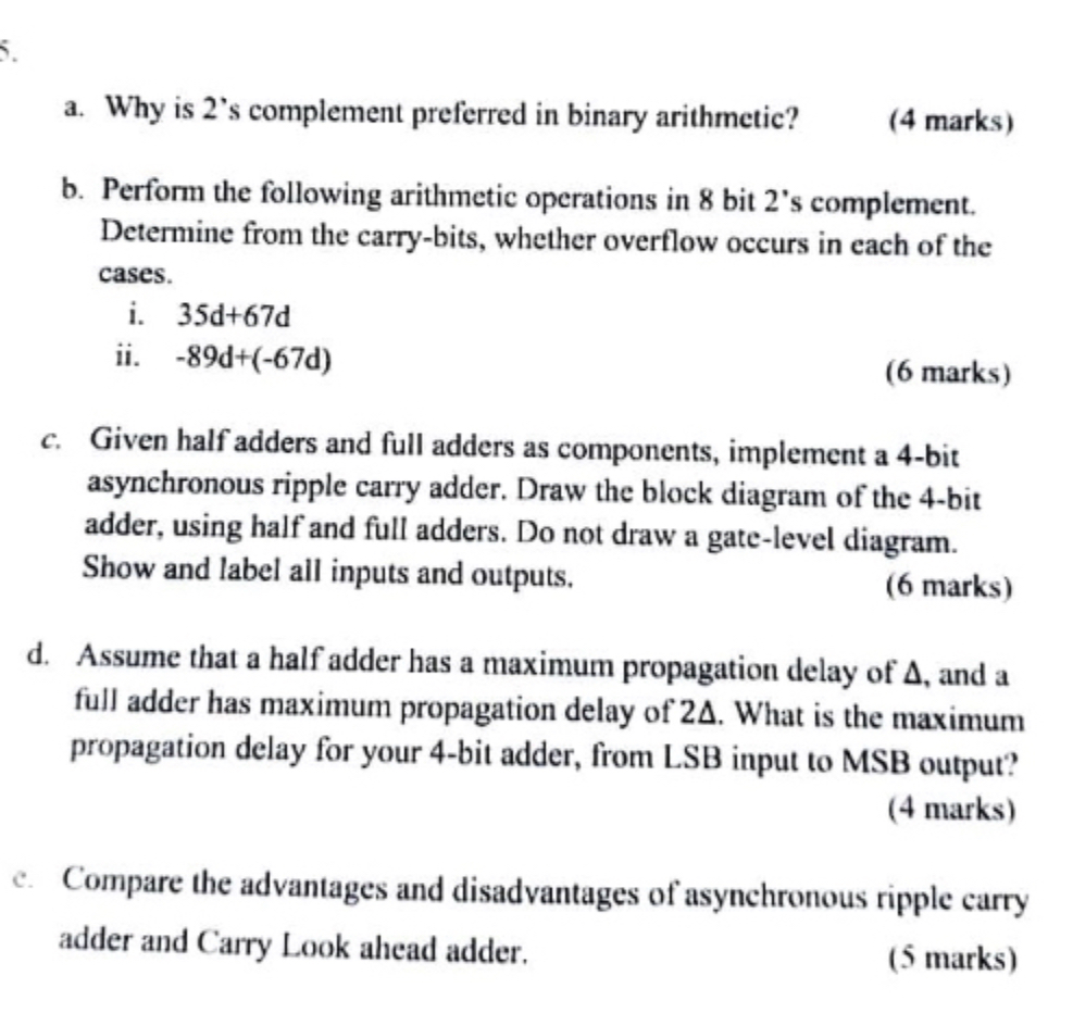 Solved a. ﻿Why is 2 's complement preferred in binary | Chegg.com