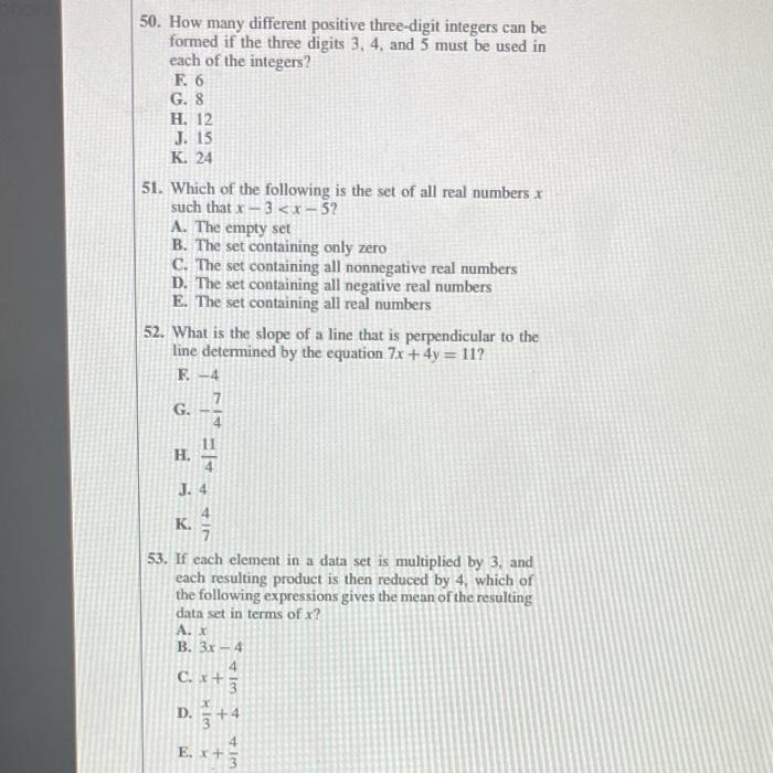Solved 50. How many different positive three-digit integers | Chegg.com