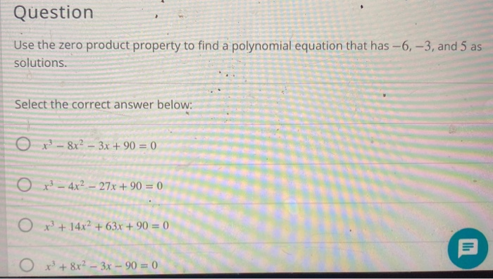 Solved Question Use the zero product property to find a | Chegg.com