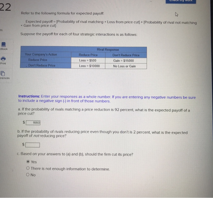 Solved 2 Refer to the following formula for expected payoff. | Chegg.com