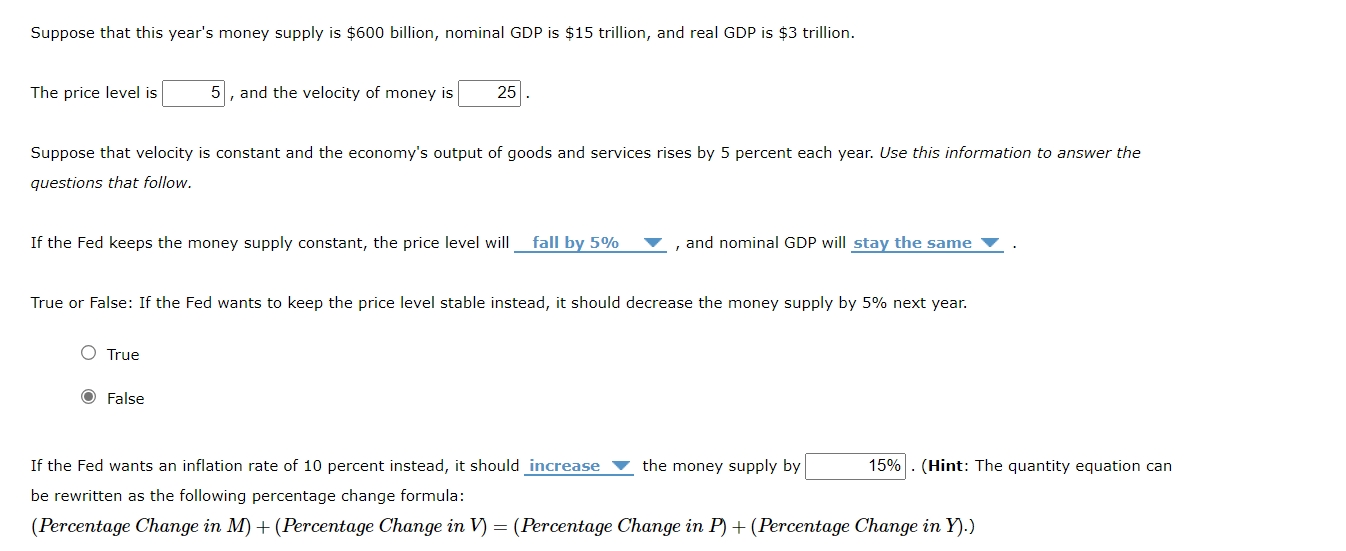 Solved by an EXPERT If the fed keeps the money supply constant, the price | Chegg.com