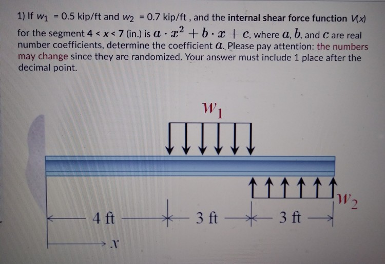 Solved 1) If w1 = 0.5 kip/ft and W2 = 0.7 kip/ft, and the | Chegg.com