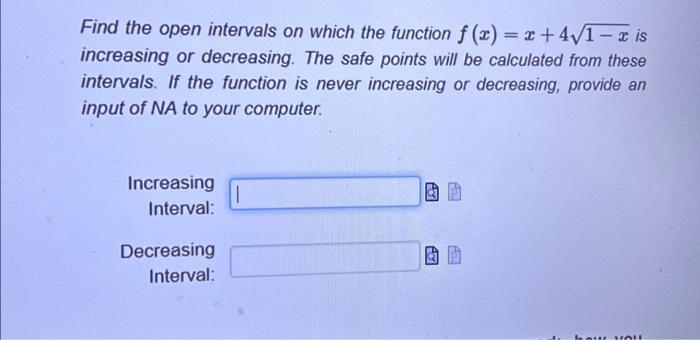 Solved Find the open intervals on which the function \\( | Chegg.com
