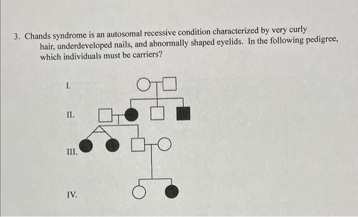 Solved 3. Chands syndrome is an autosomal recessive | Chegg.com