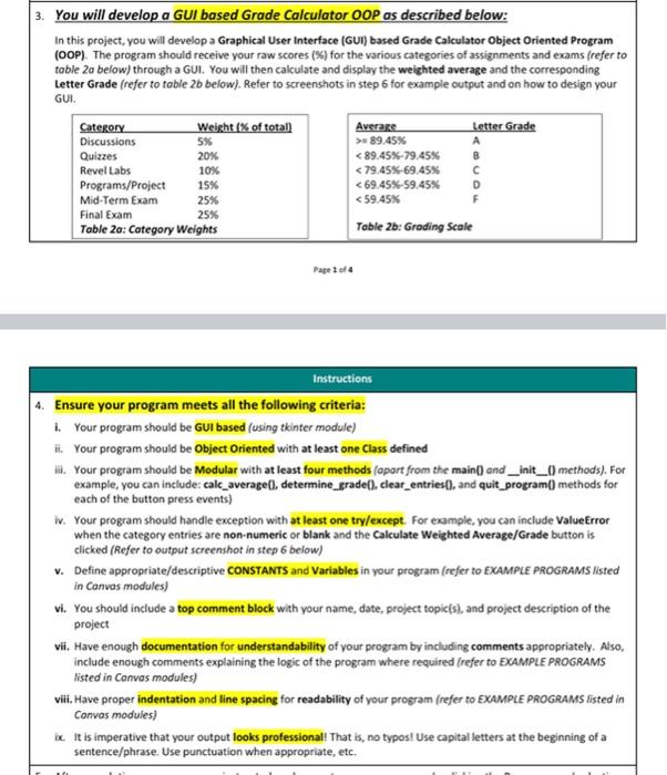 Solved 3. You will develop a GUI based Grade Calculator OOP | Chegg.com