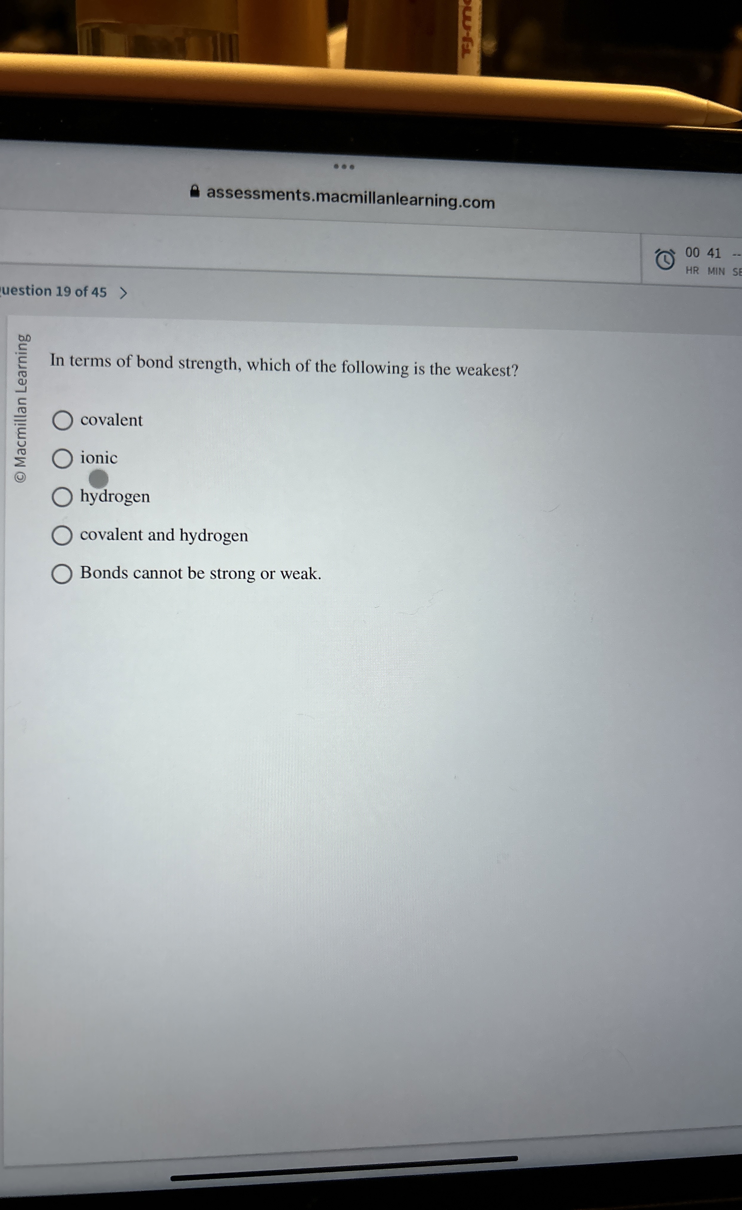 Solved assessments.macmillanlearning.comuestion 19 ﻿of | Chegg.com