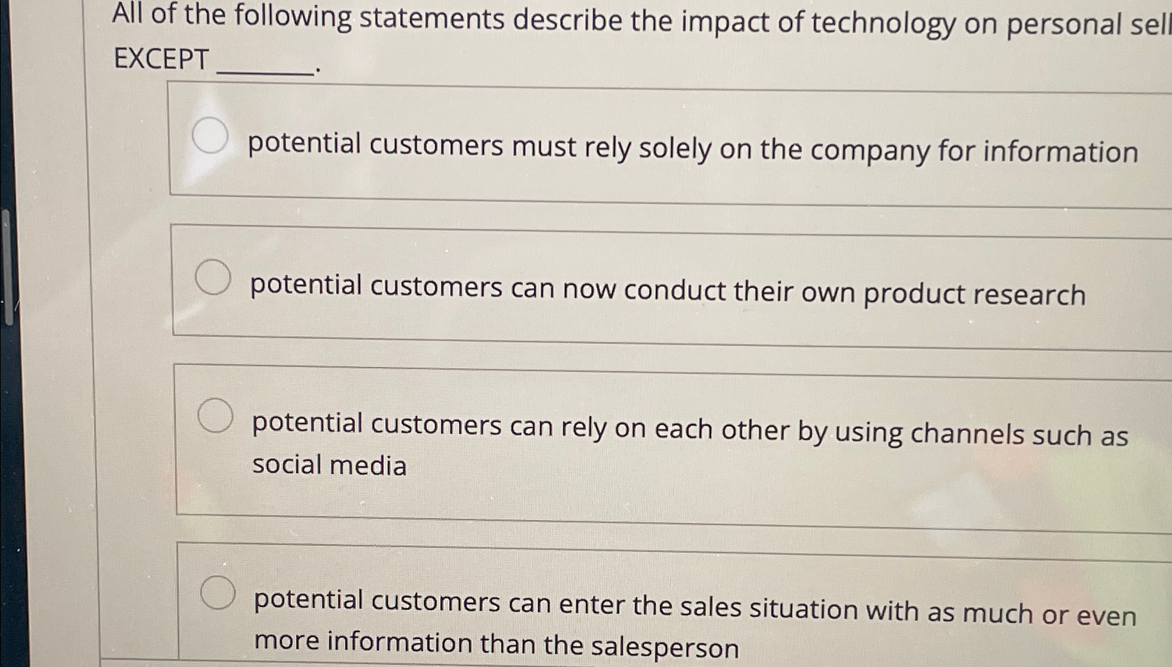 Solved All of the following statements describe the impact | Chegg.com