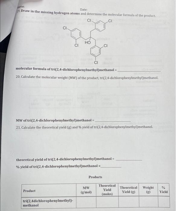 Solved aame: 19. Draw in the missing hydrogen atoms and | Chegg.com