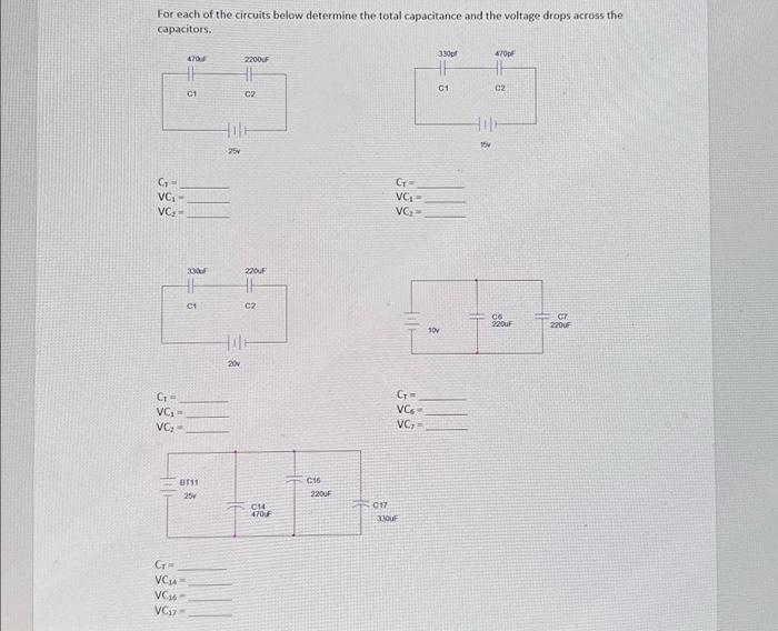Solved For each of the circuits below determine the total | Chegg.com