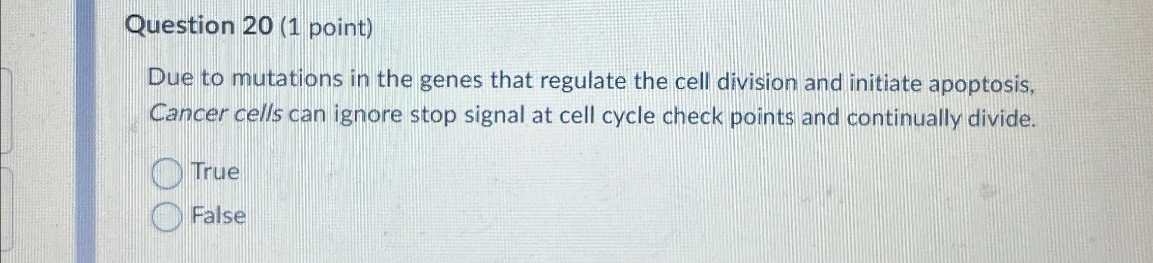 Solved Question 20 ( 1 ﻿point)Due to mutations in the genes | Chegg.com
