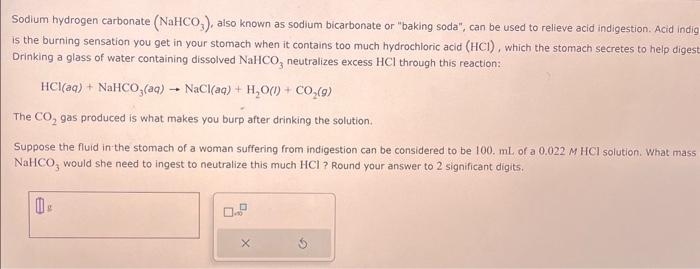Solved Sodium hydrogen carbonate (NaHCO3), aiso known as | Chegg.com