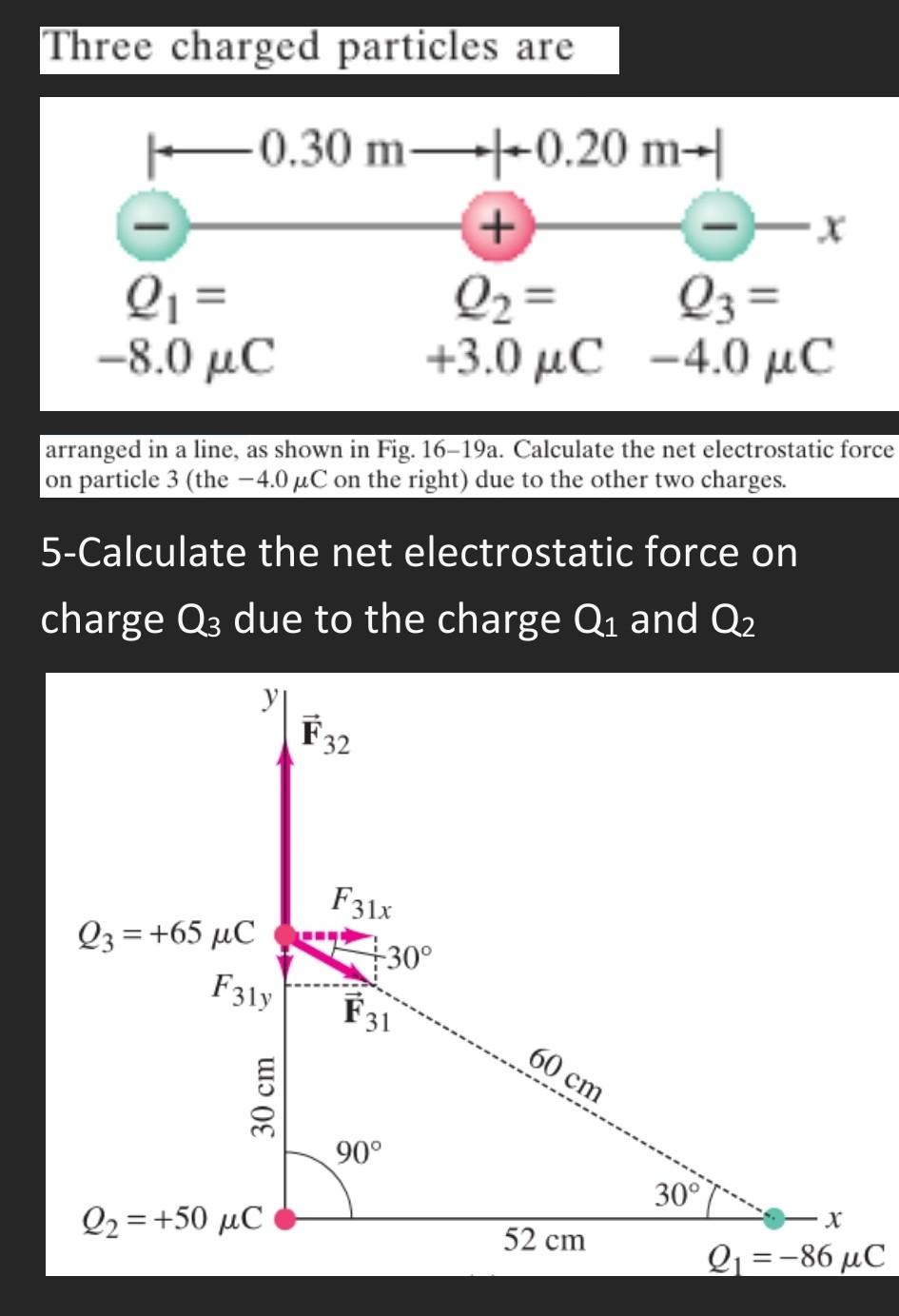Solved Three charged particles are arranged in a line, as | Chegg.com