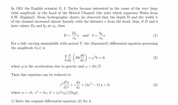 Solved In 1921 the English scientist G. I. Taylor became | Chegg.com