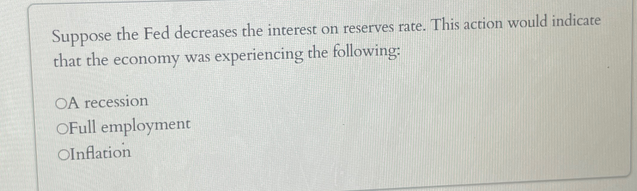 Solved Suppose the Fed decreases the interest on reserves | Chegg.com