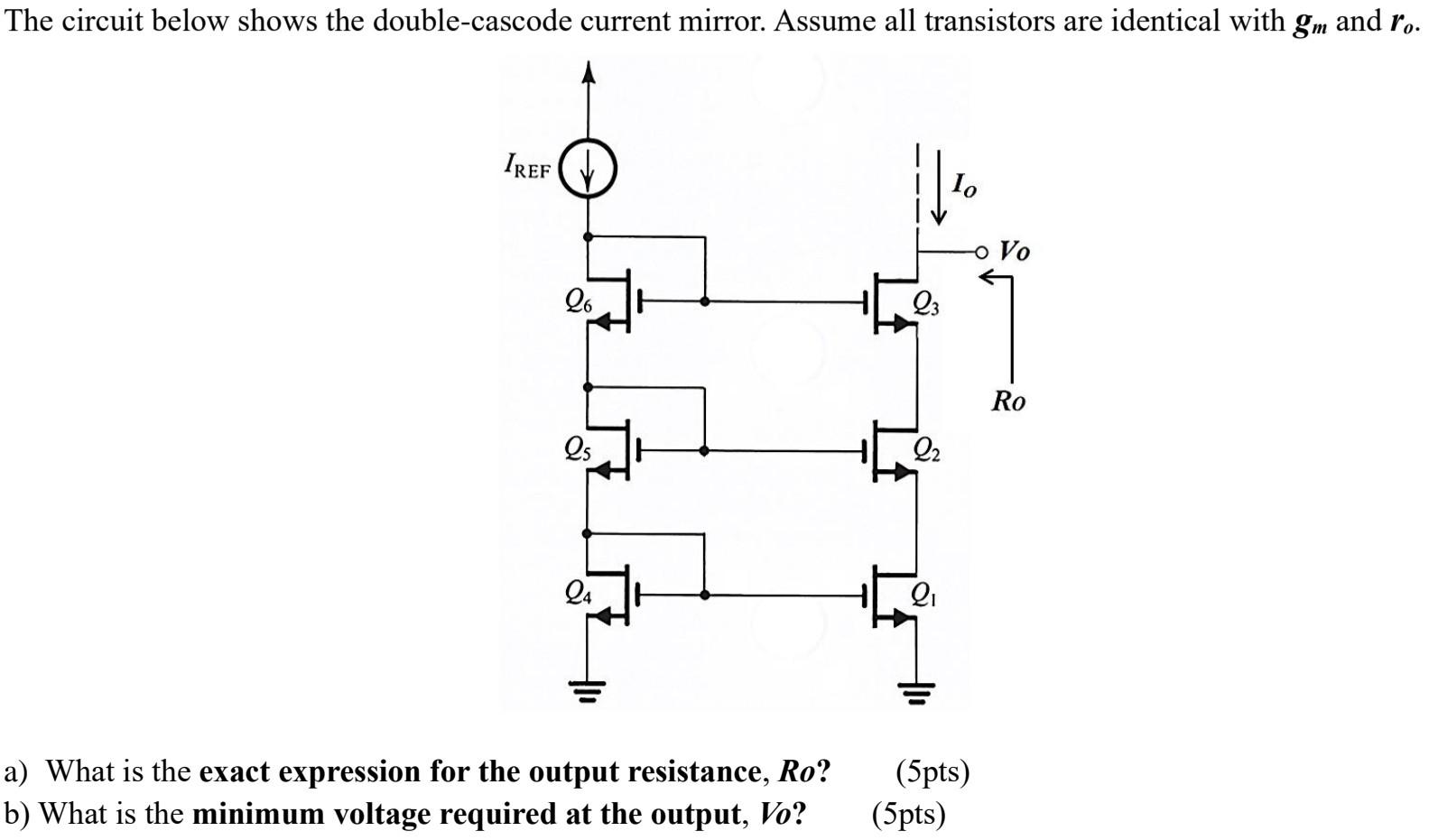 Solved The circuit below shows the double-cascode current | Chegg.com